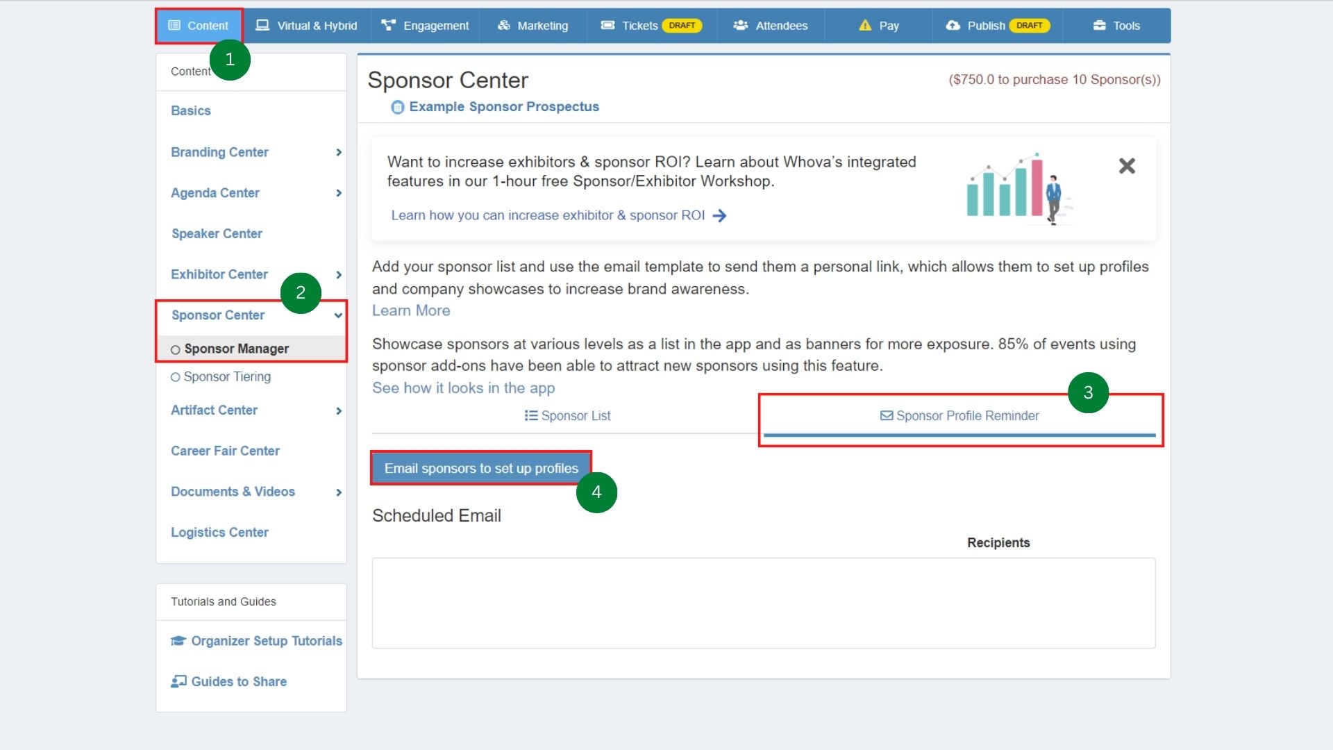 How do I let sponsors know they can start creating their profiles ...