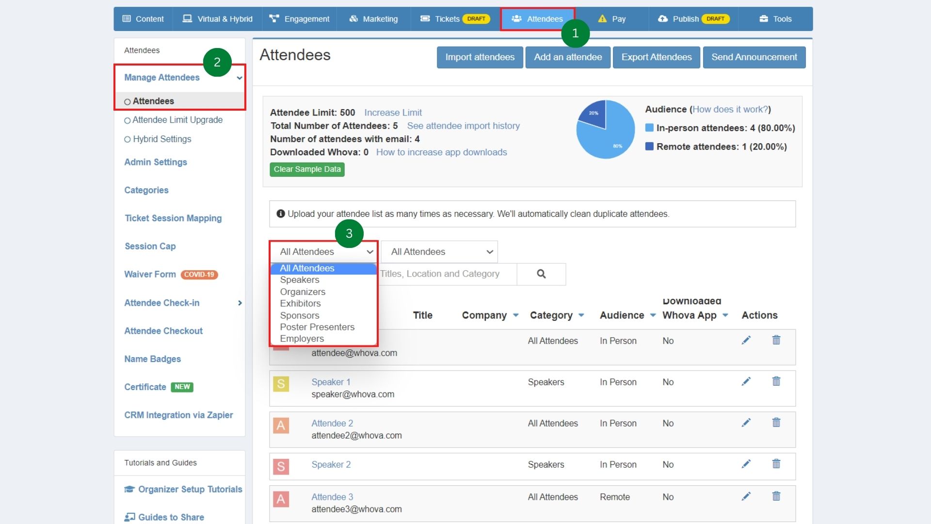 Where can I see a list of attendees by category? – Help Center