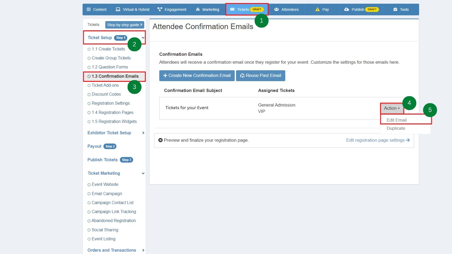 How can I attach different confirmation emails to the different ticket ...