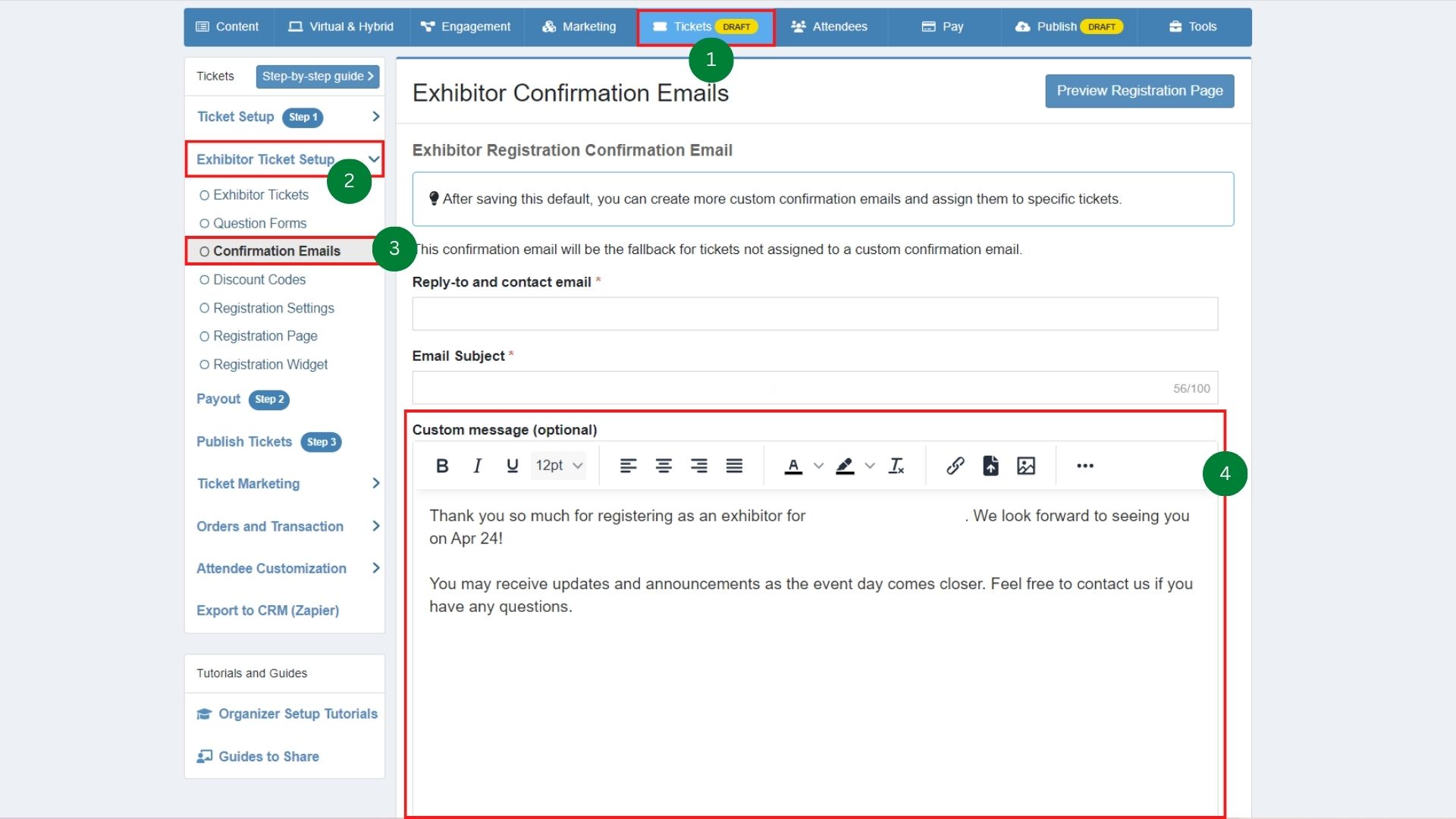 How do I edit the Exhibitor's confirmation email? – Help Center