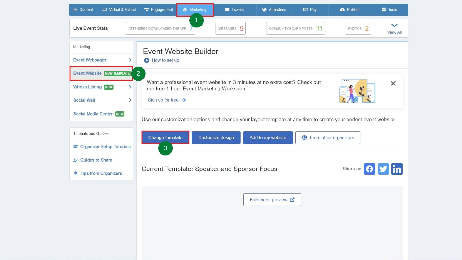 How do I change the template of my Event Website? – Help Center