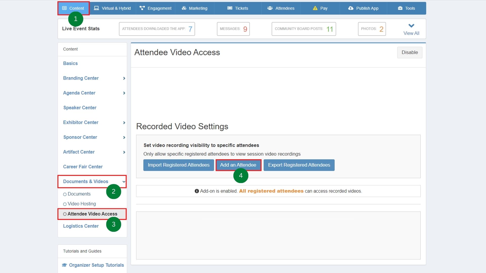 Is it possible to manually add attendees in Attendee Video Access ... Is it possible to manually add attendees in Attendee Video Access ...