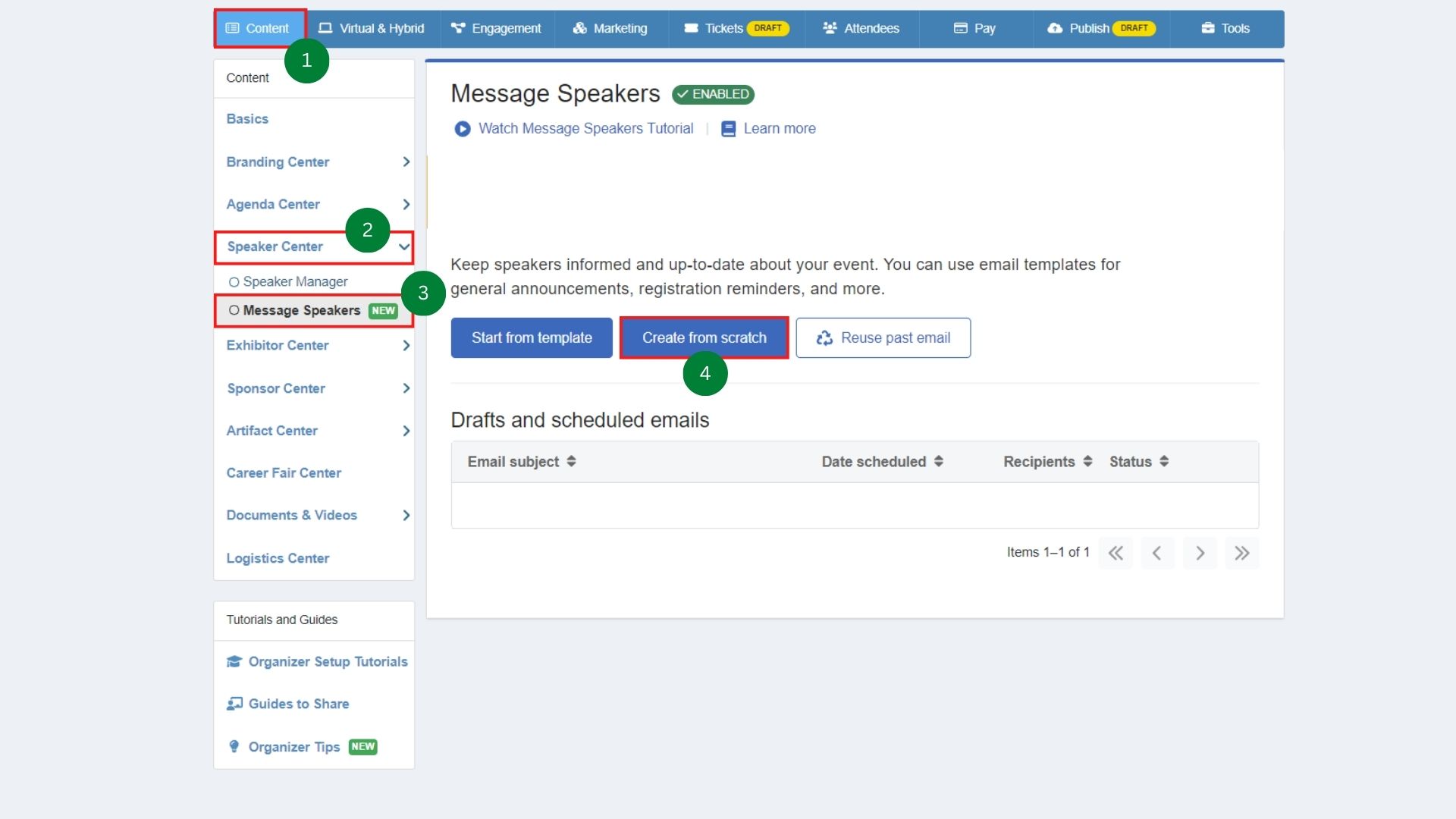 Is it possible to schedule emails for Speakers? – Help Center