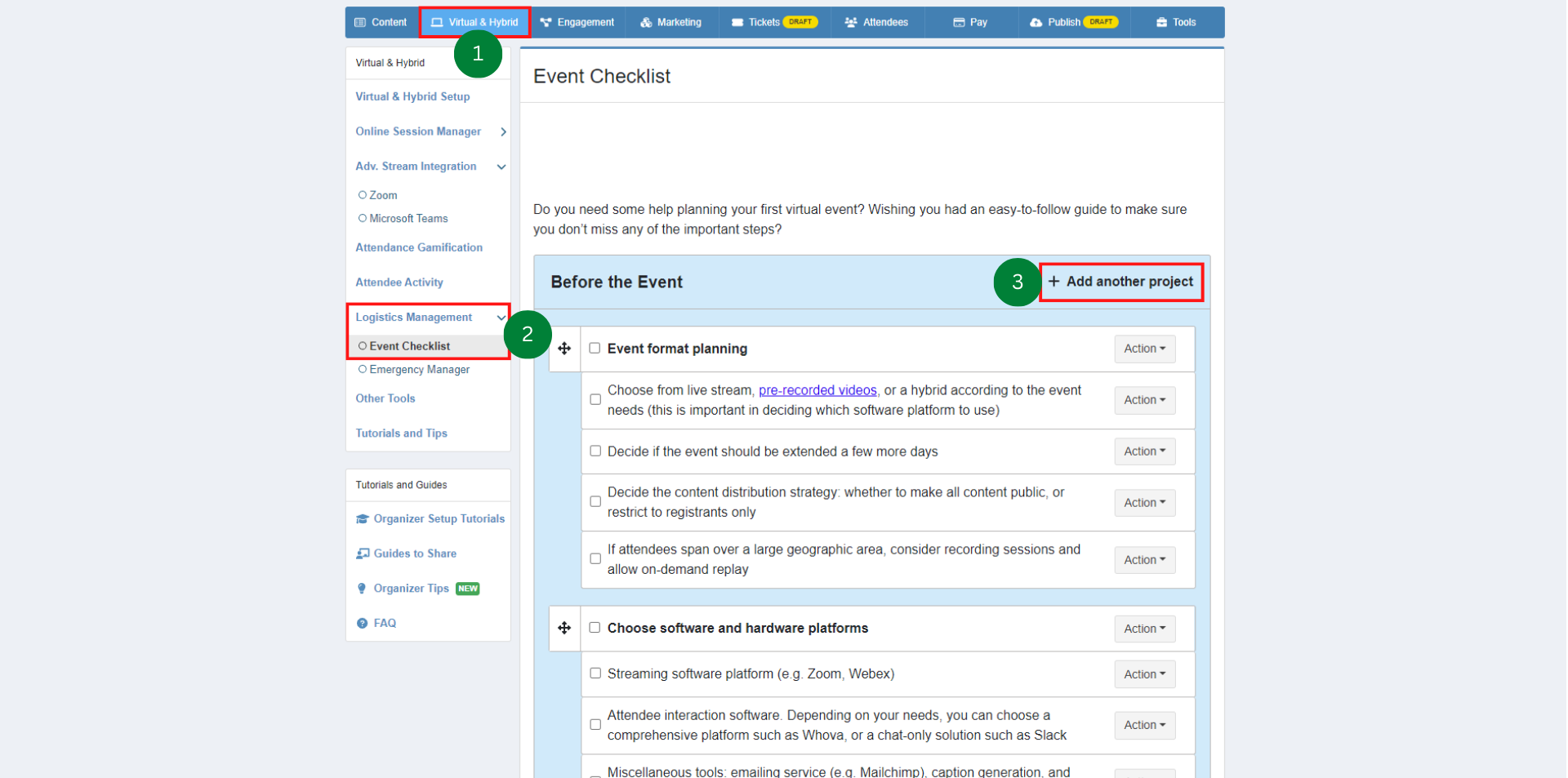 How do I add another process or point for my event to the checklist ...