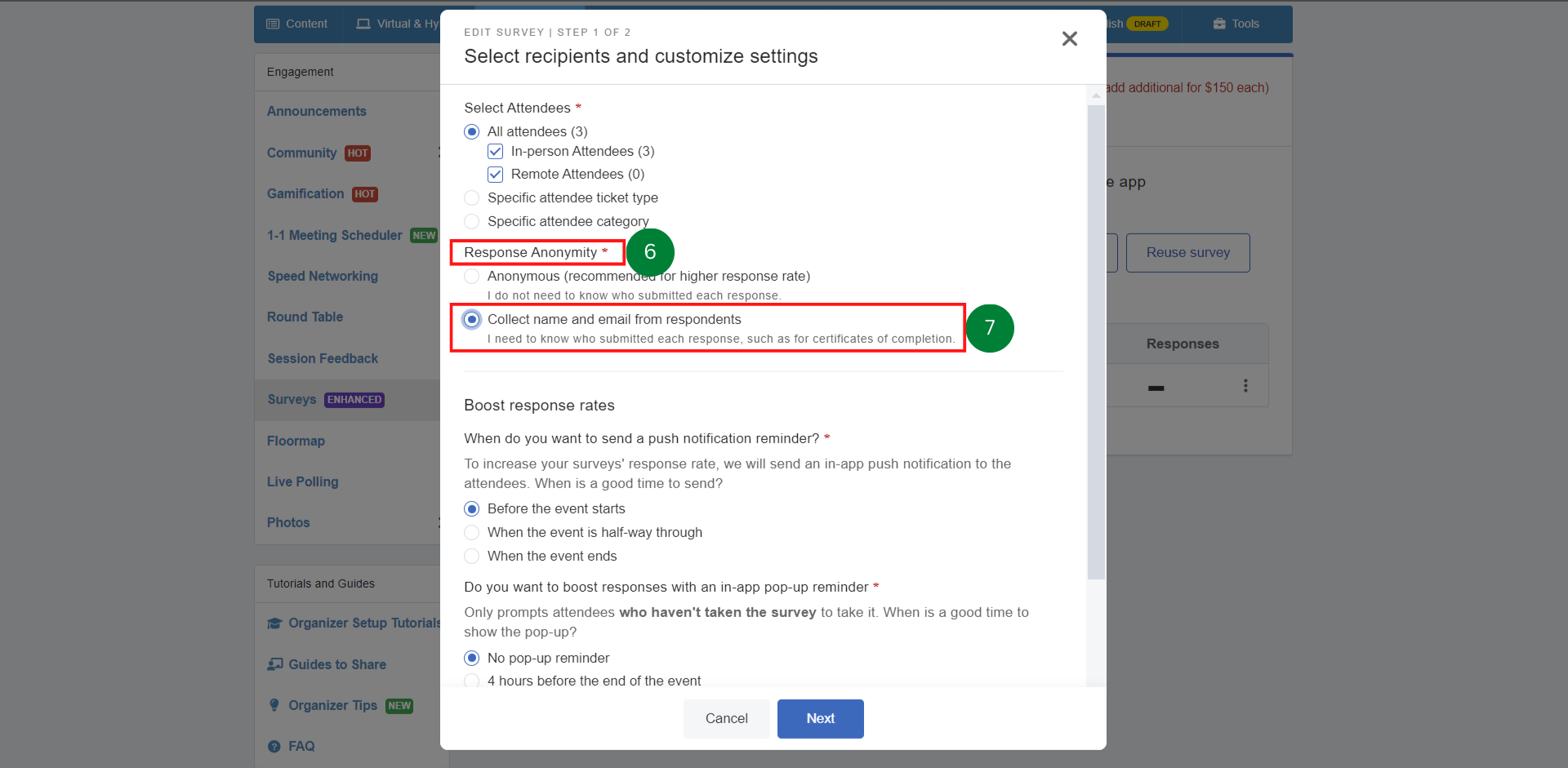 How do I set up a survey to collect names from respondents? – Help Center