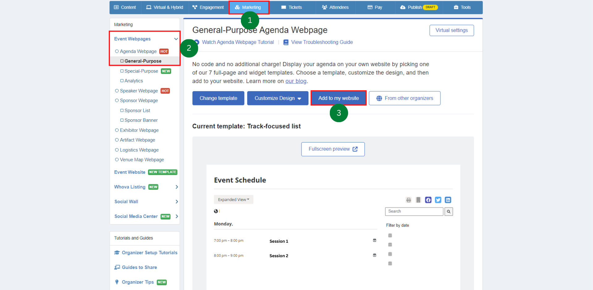 Where can I find the links to add the Agenda Webpage to my website ...