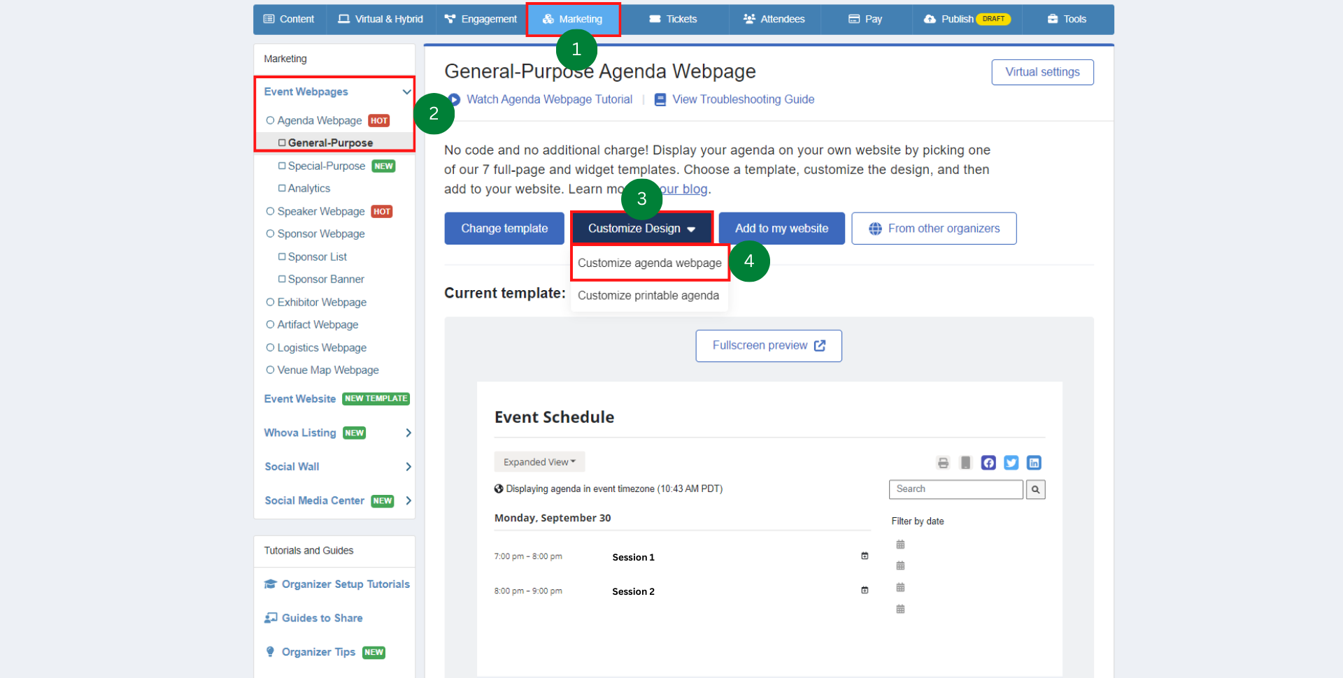 Is it possible to customize the content displayed on the Agenda Webpage? – Help Center