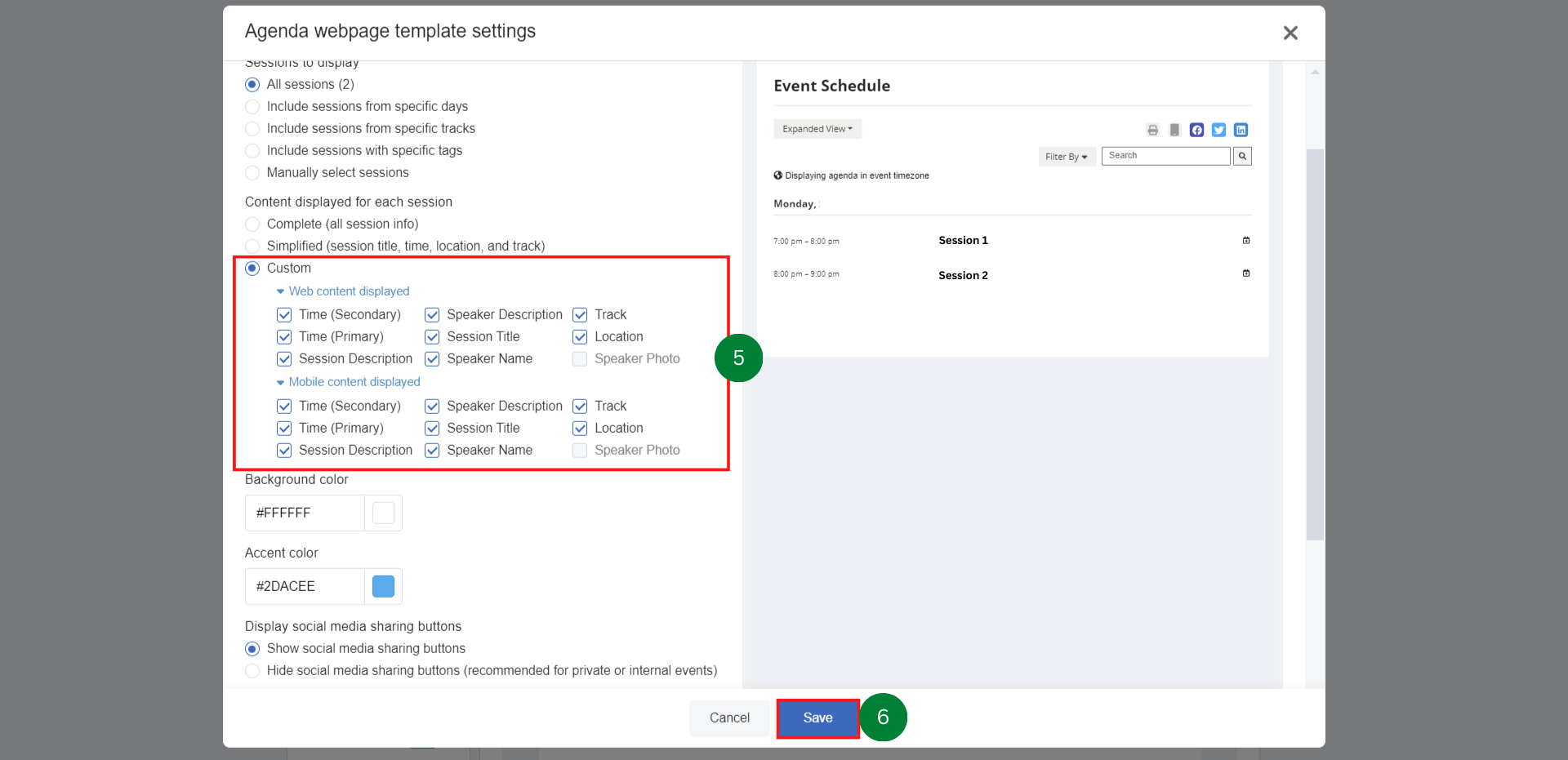 Is it possible to customize the content displayed on the Agenda Webpage? – Help Center