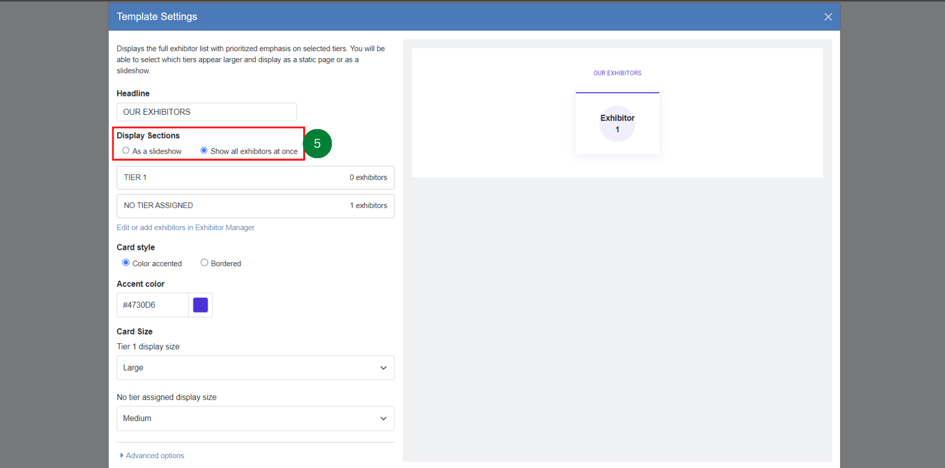What are the different ways of displaying exhibitors on the Exhibitor ...