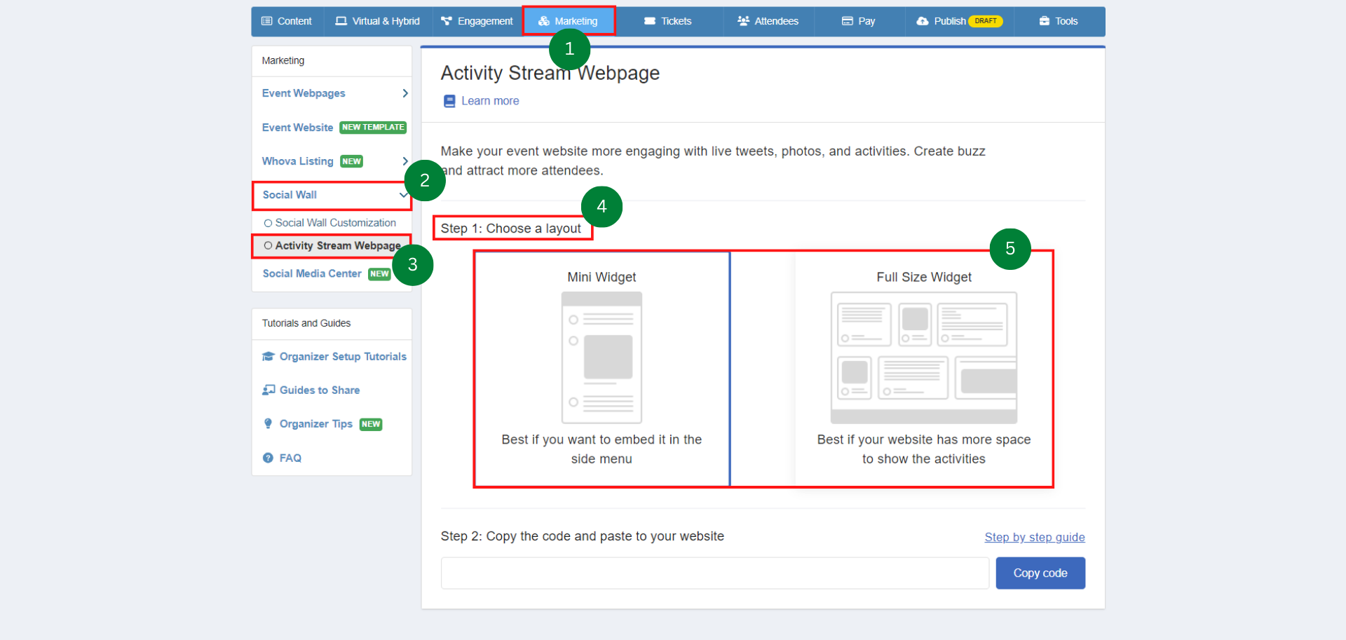 What kind of widgets are available for my event’s Social Wall/Activity ...