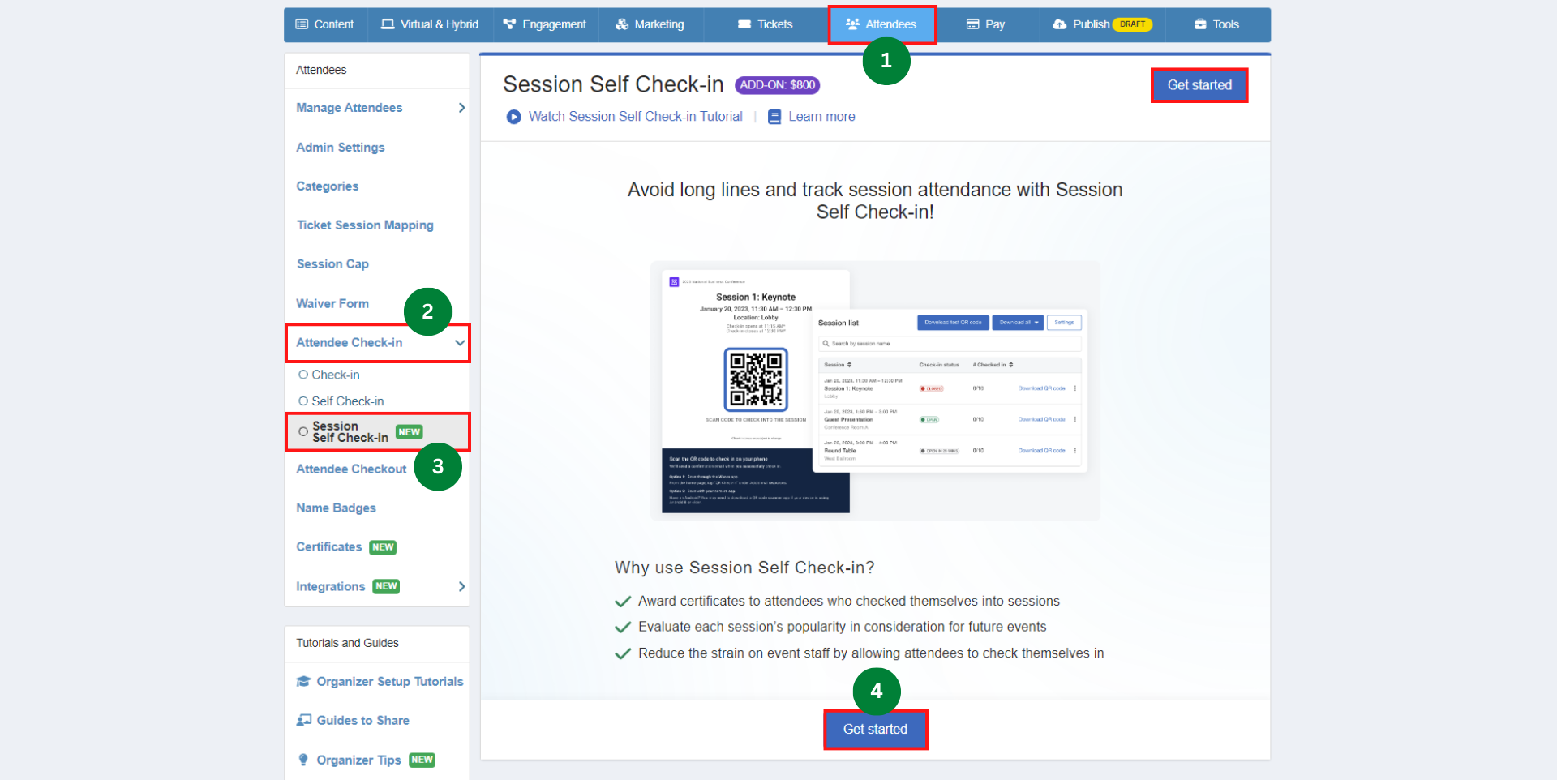 How do I setup Session Self Check-in? – Help Center