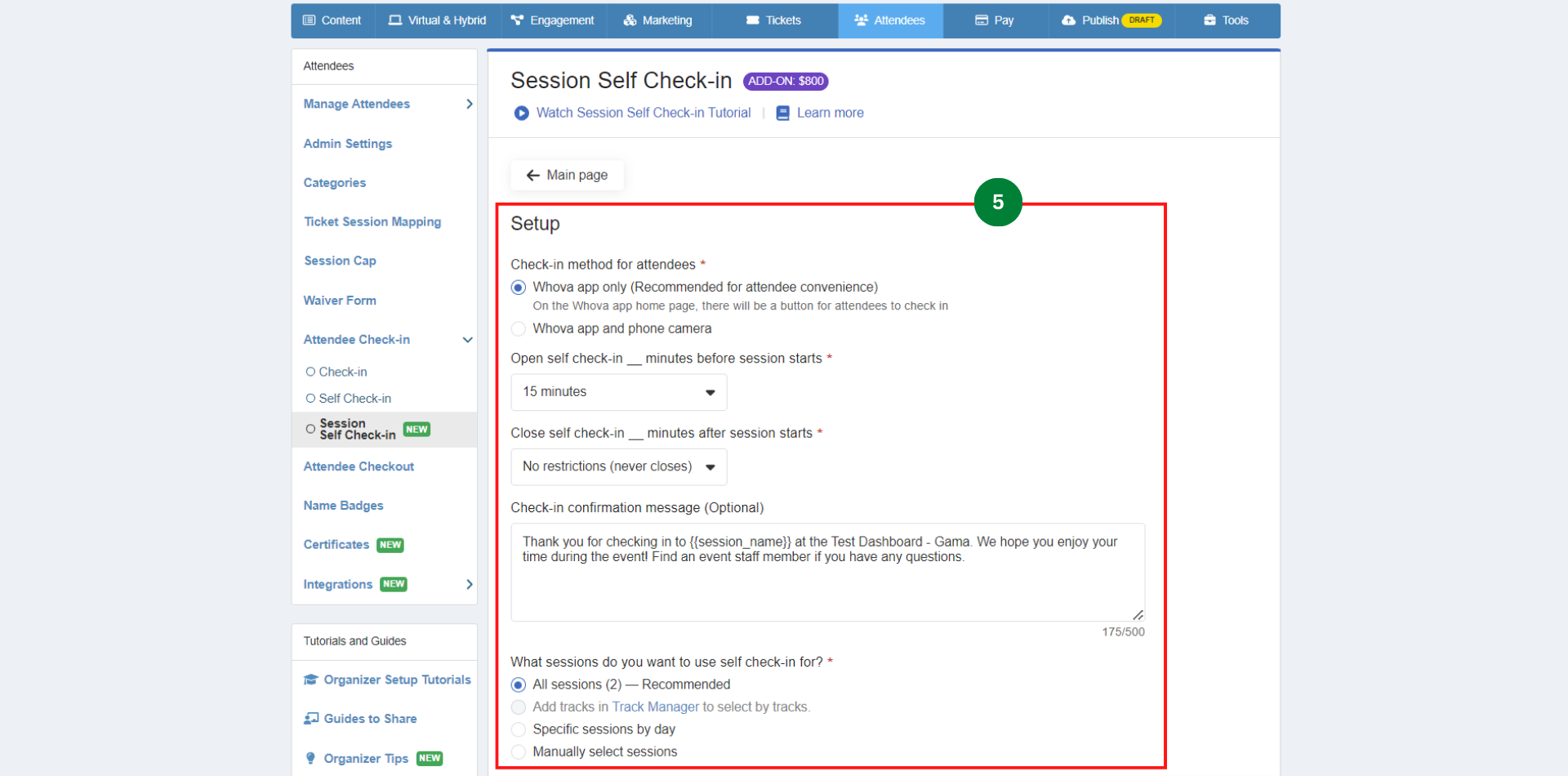 How do I setup Session Self Check-in? – Help Center