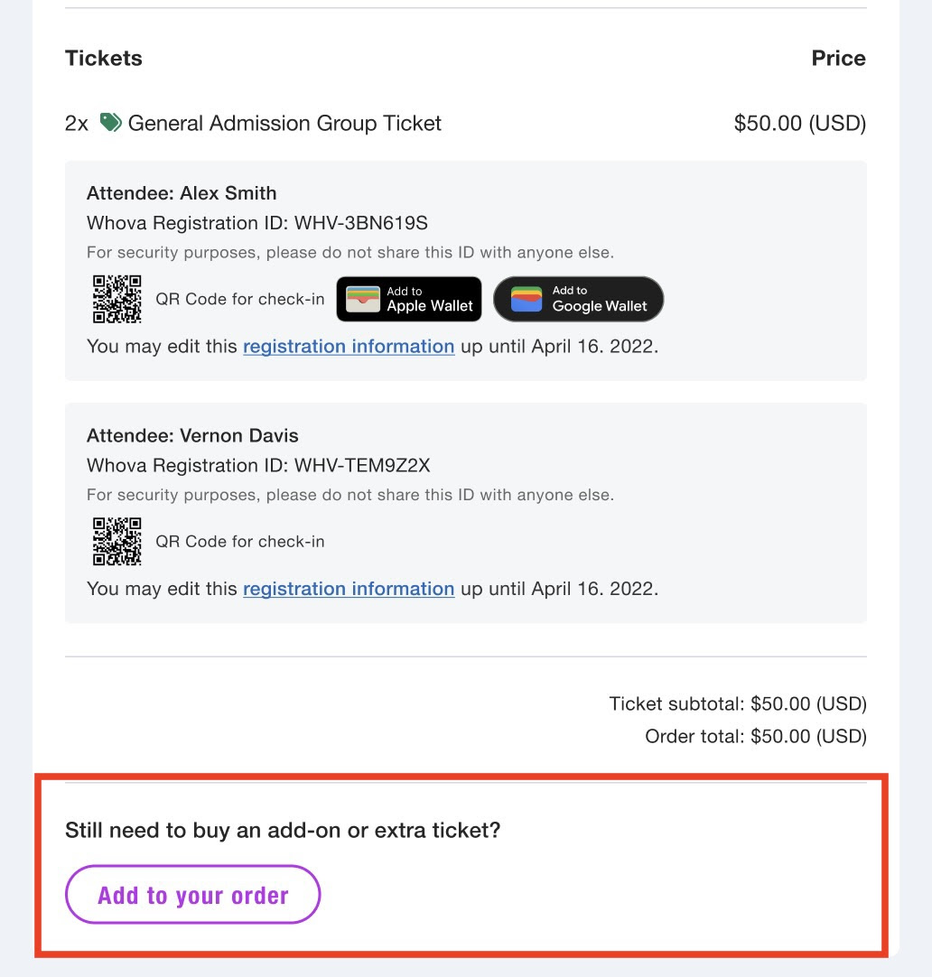How do I view my registration order and buy additional tickets after ...