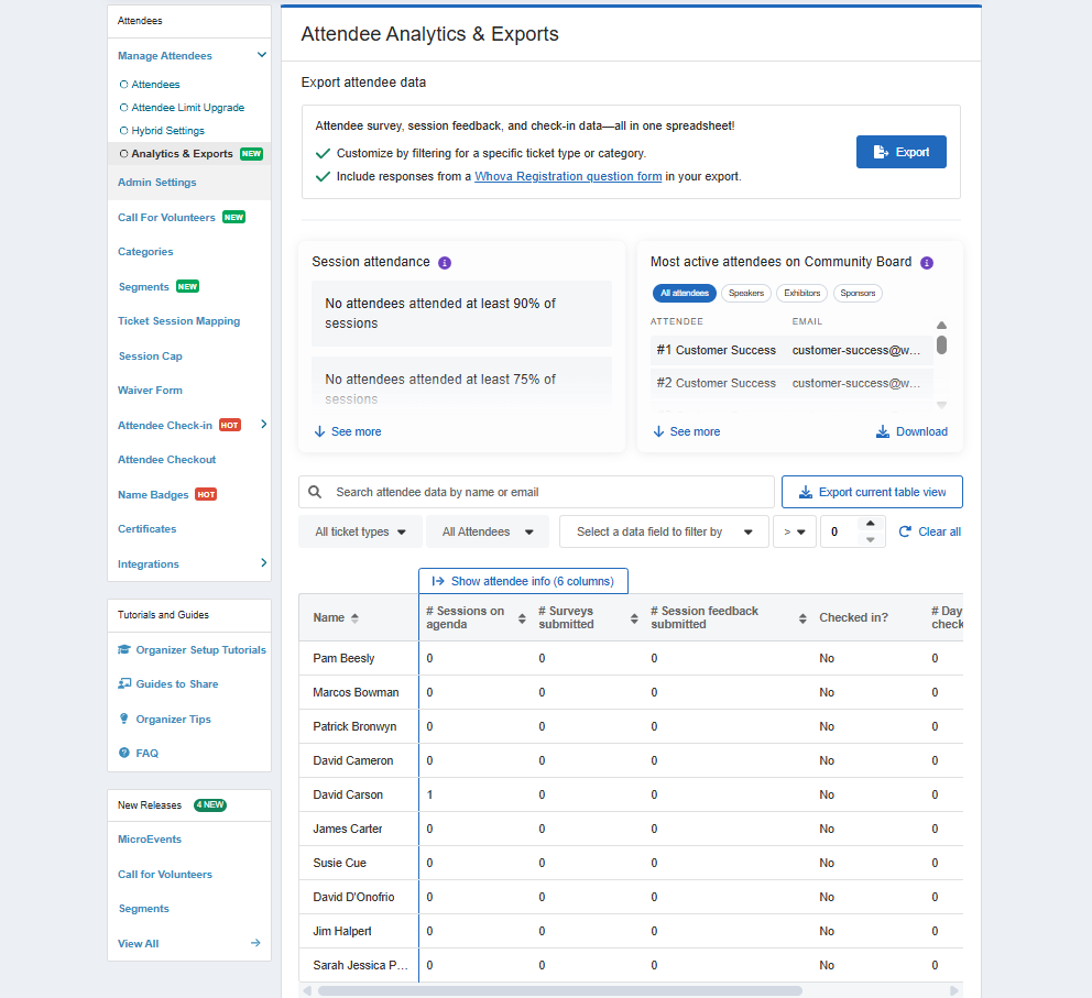 How to access Whova’s Attendee Analytics – Help Center