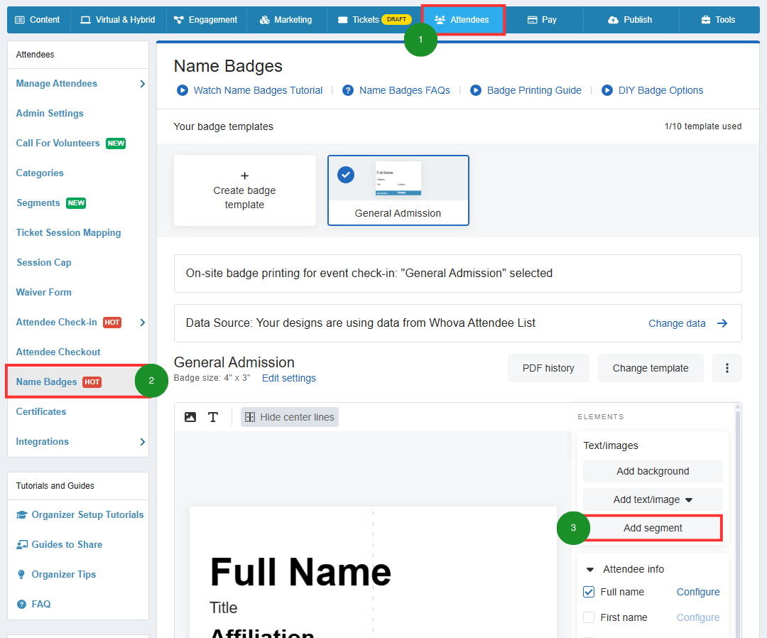 How can I add segments to name badges? – Help Center