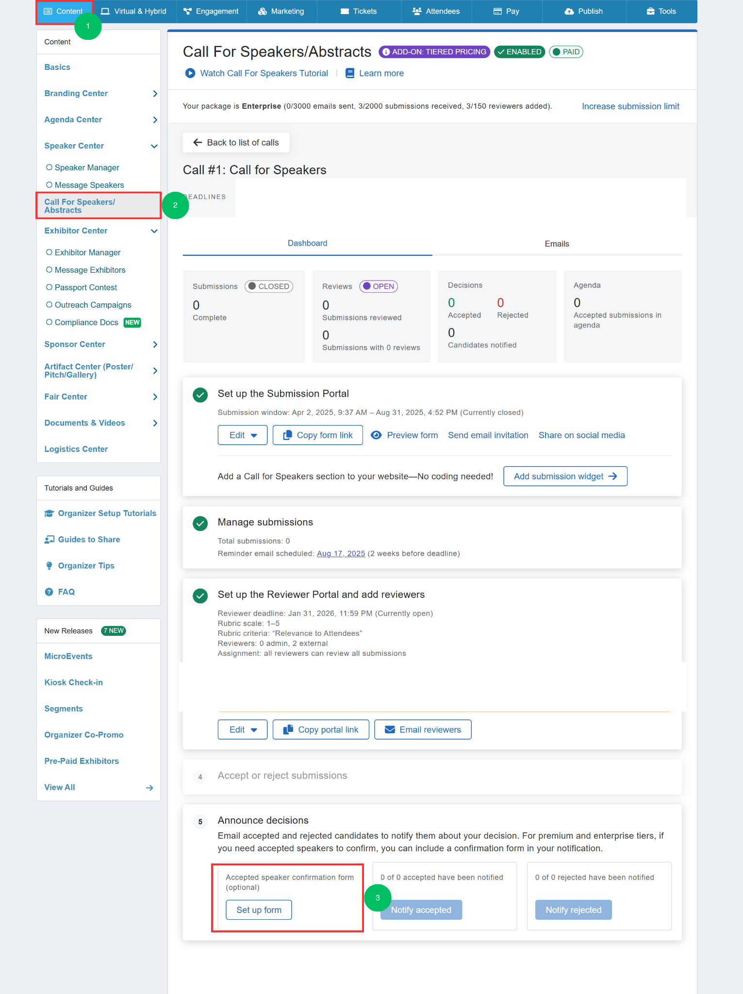 How do I set up the confirmation form for accepted speakers? – Help Center