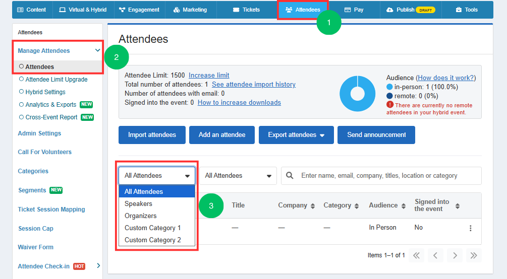 Where can I see a list of attendees by category? – Help Center