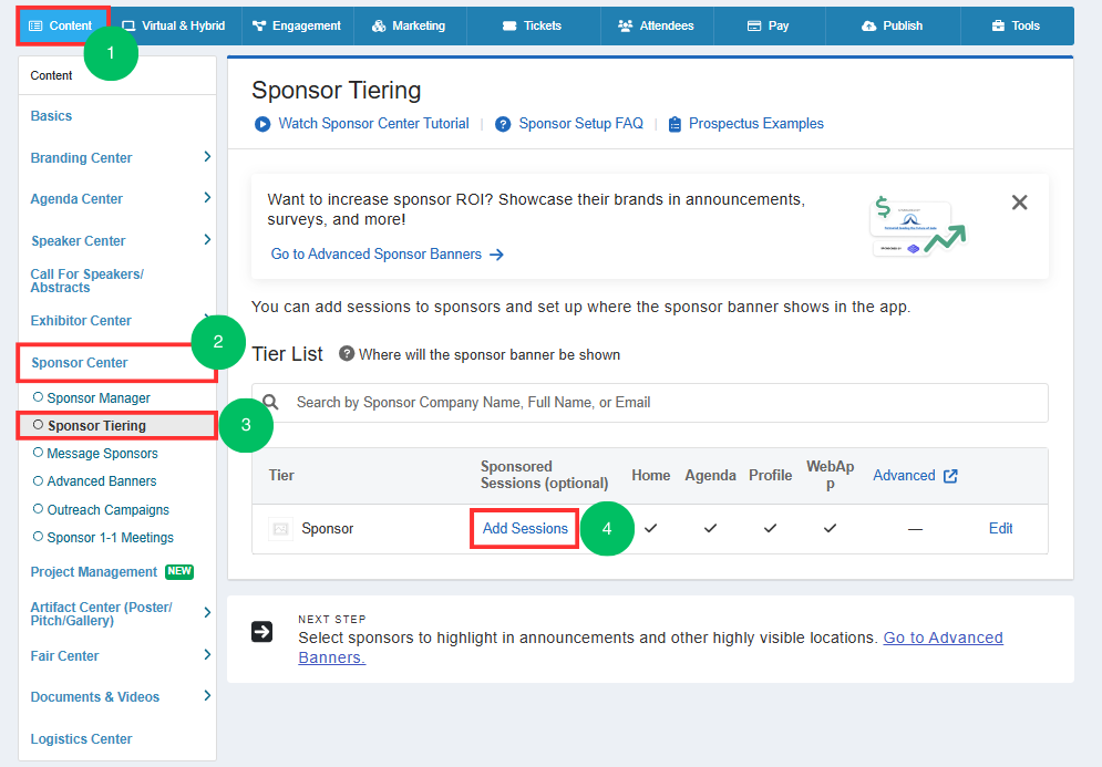 How can I attach a Sponsor to a session? – Help Center